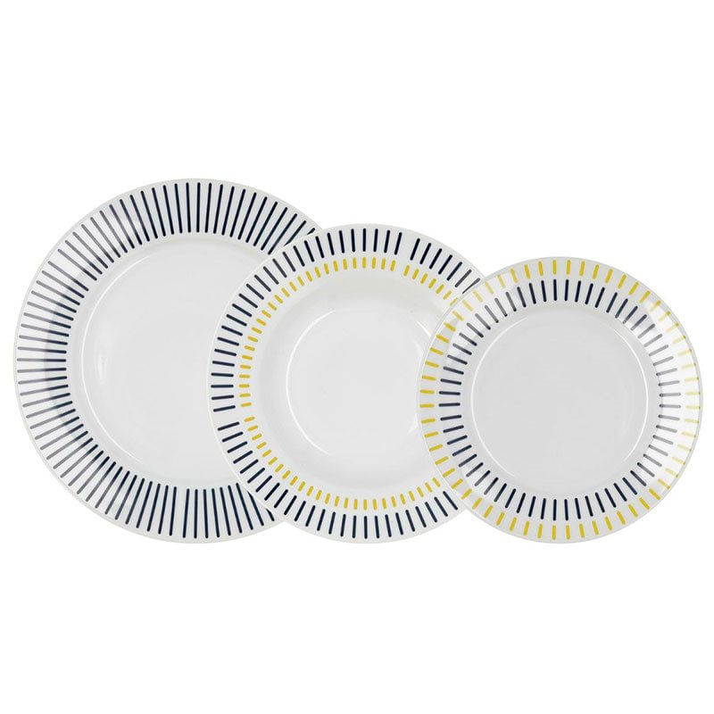 Vajilla Solei Quid 18 piezas porcelana blanco/negro/amarillo | Comprar ...