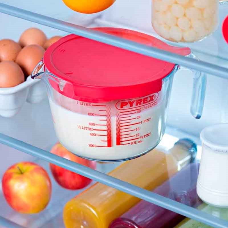 Jarra Medidora Classic Pyrex Con Tapa 1l Vidrio Rojo Comprar Online