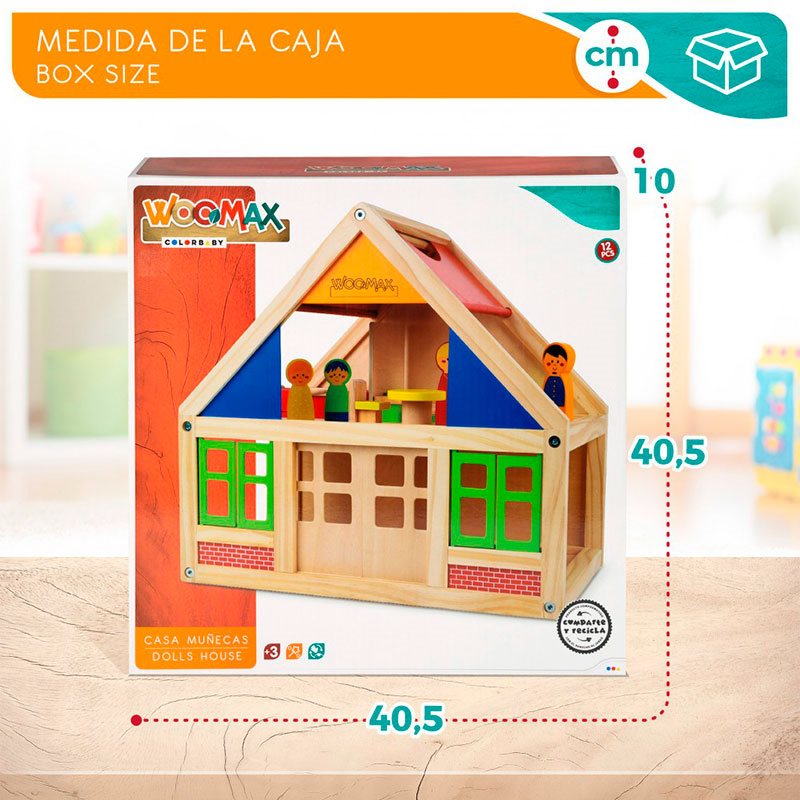 Casita de muñecas Woomax 4 muñecos 12 accesorios +3A multicolor 37,5x39 ...