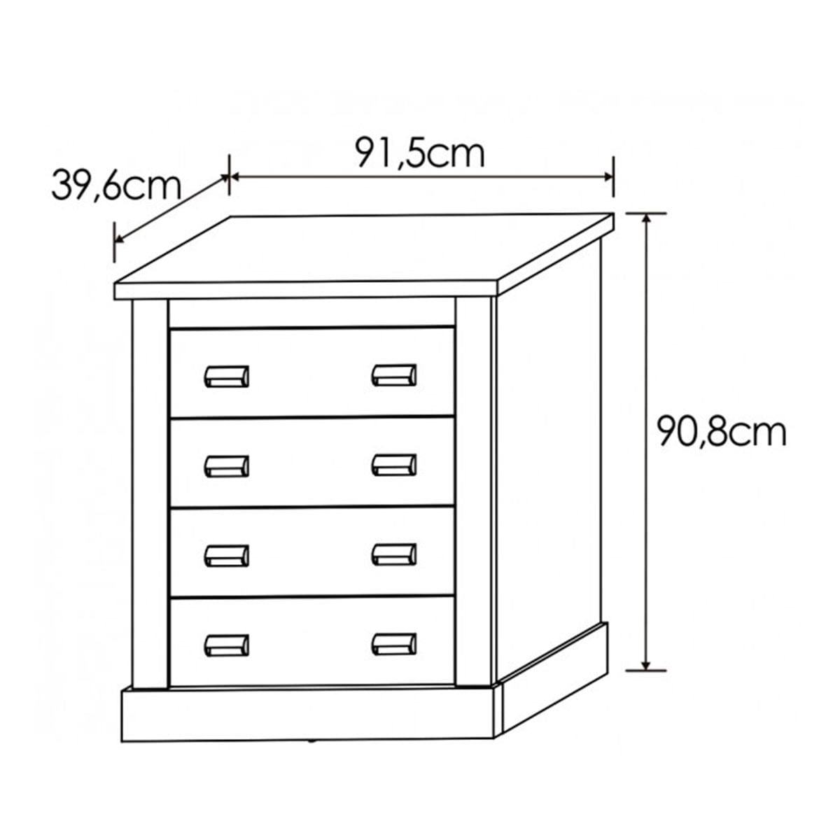 Cómoda Roncal 4 cajones 90,8x91,5x39,6 cm | Embargosalobestia.com ...