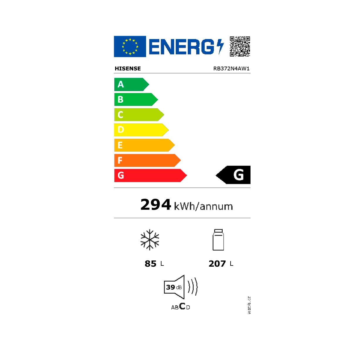 Frigorífico combi Hisense RB372N4AW1 Total No Frost 292L G blanco 178,5 ...
