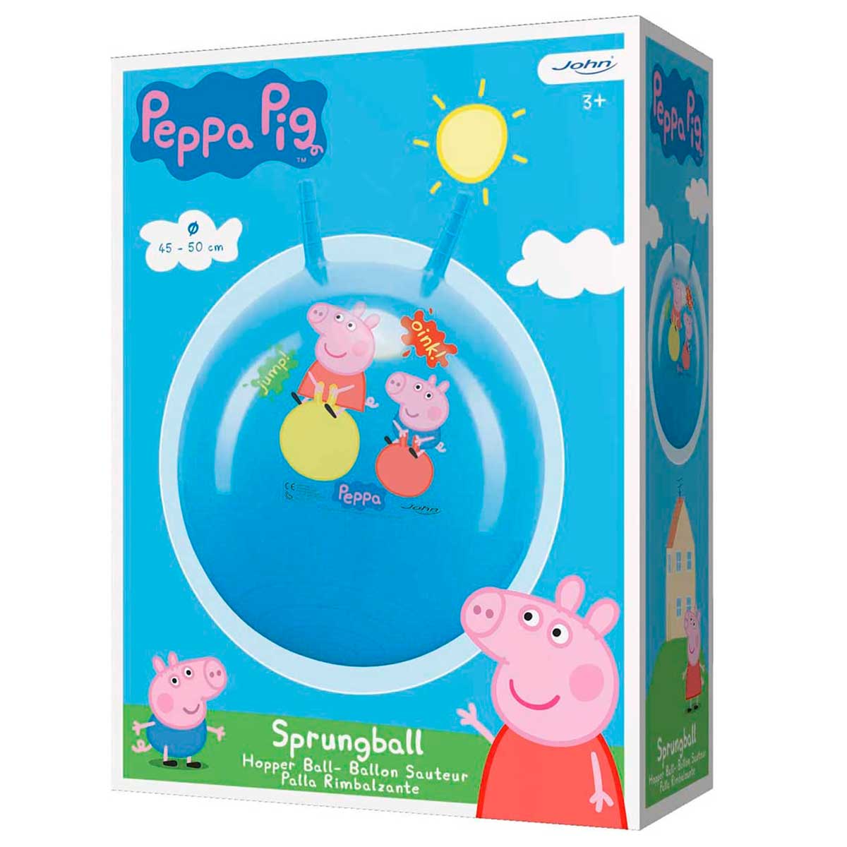 Pelota saltarina hinchable Peppa Pig John +3A azul Ø45 cm ...