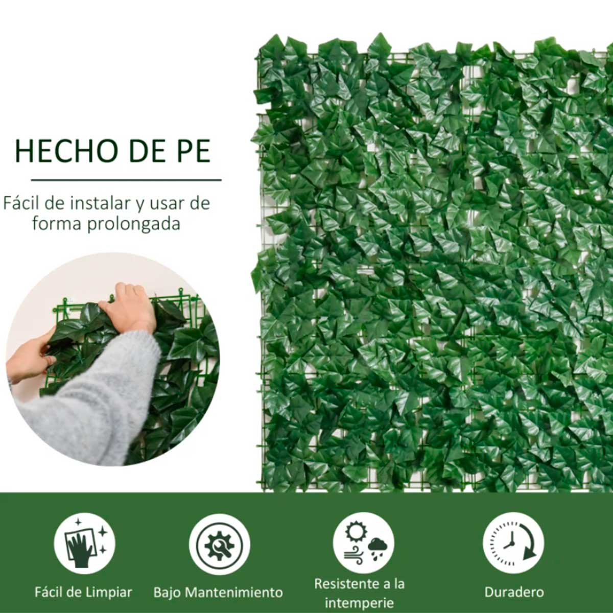 Seto artificial Outsunny en rollo verde 100x300 cm | Embargosalobestia ...