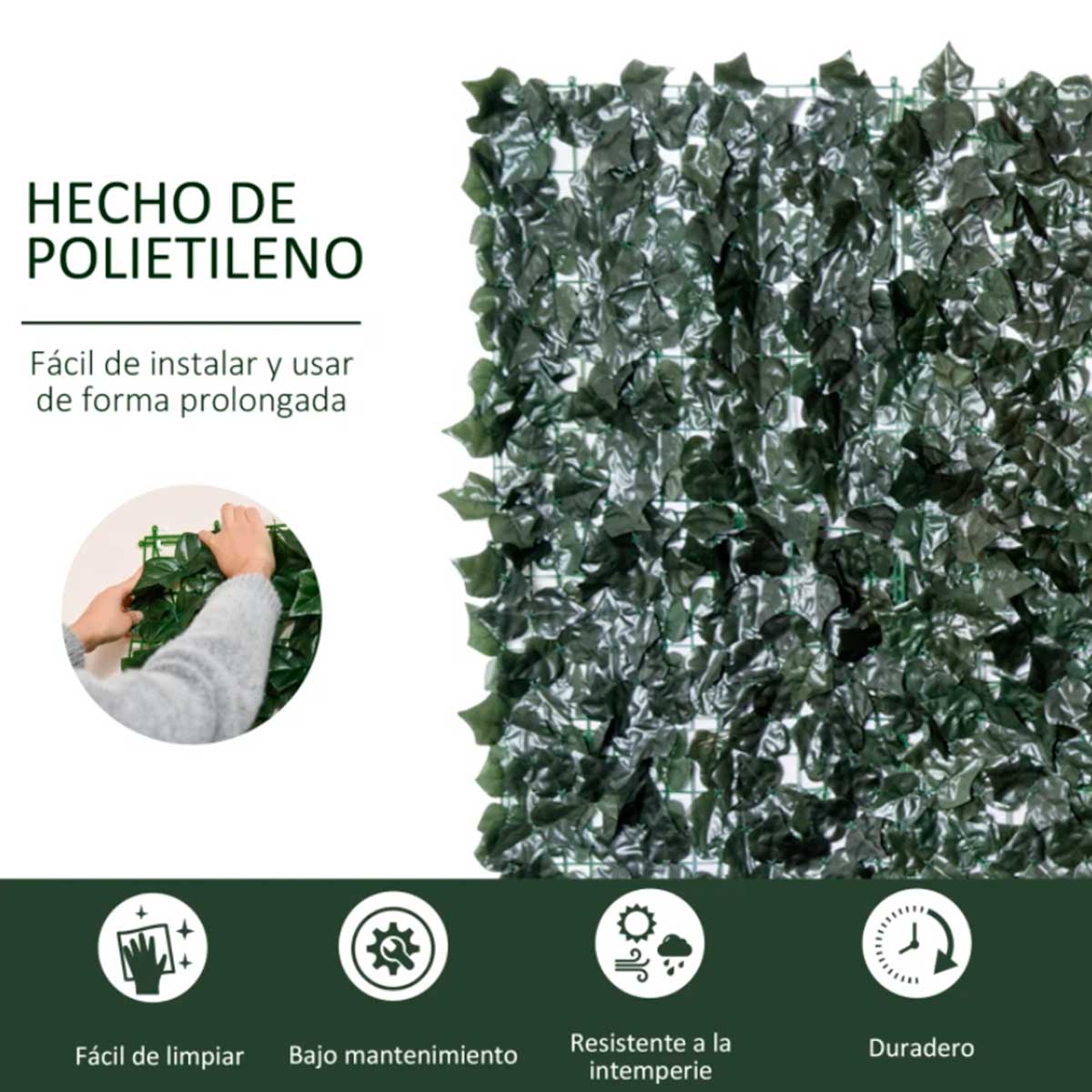 Seto artificial Outsunny en rollo verde oscuro 150x300 cm ...