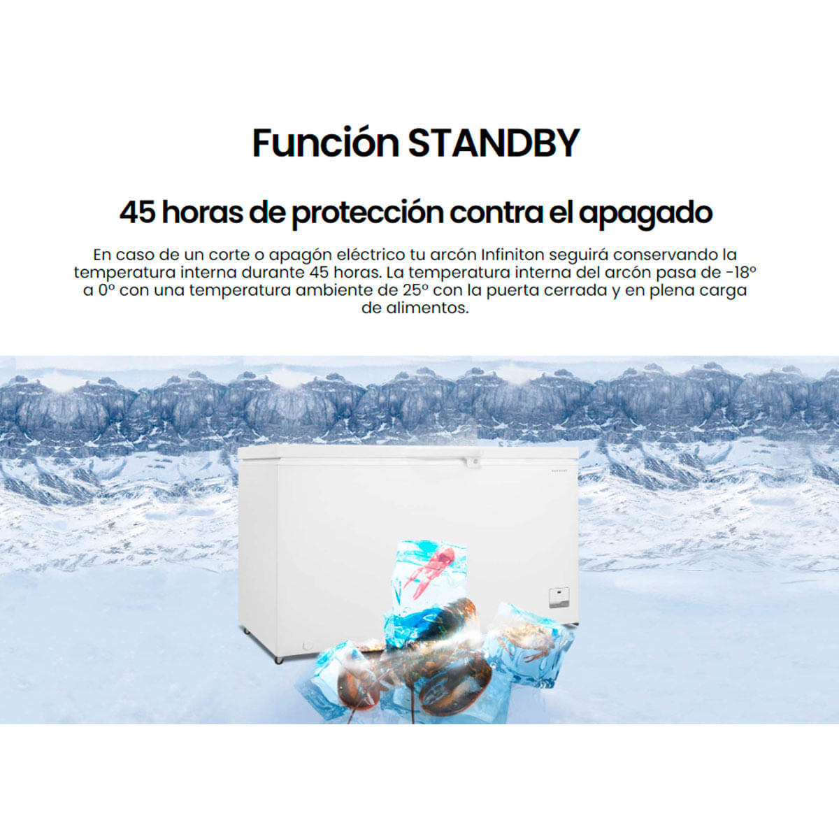 Arcón congelador Infiniton CH-MF50 500L Defrost 4D Cooling E blanco 165 ...