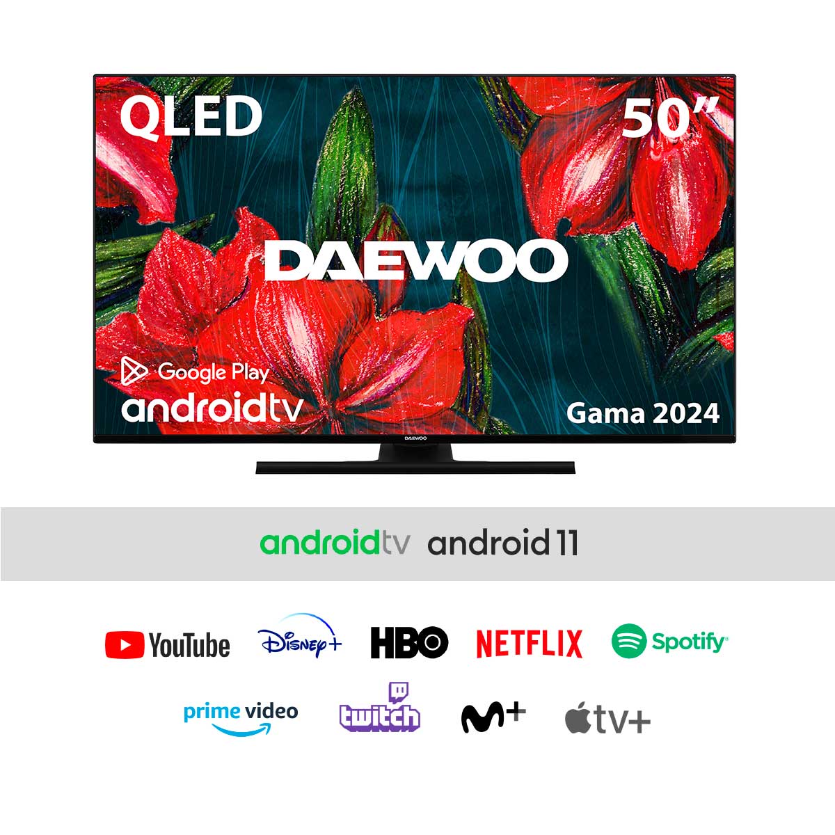 Televisor Smart TV Daewoo D50DH55UQMS 50" 4K HDR QLED Android 11 E ...